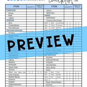 Classroom Inventory Checklist | Teacher Organization Tool | Printable ...
