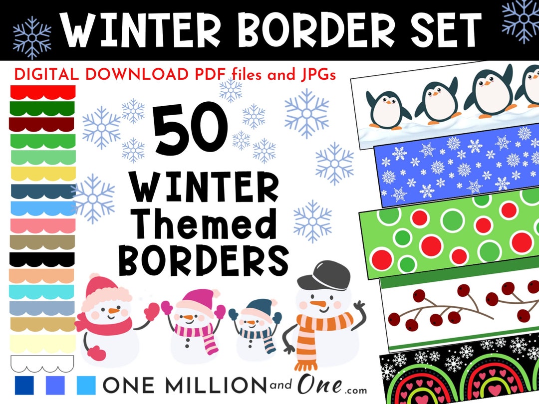 Winter BORDERS Bulletin Board BORDER Set Printable Set - Etsy