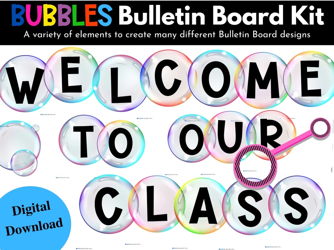 BULLETIN BOARD KIT Bubble Theme Classroom Decor Welcome to Our School ...