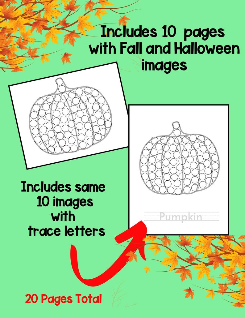 Dotter Activity Pages for Fall and Halloween-early Learners-dot Art ...