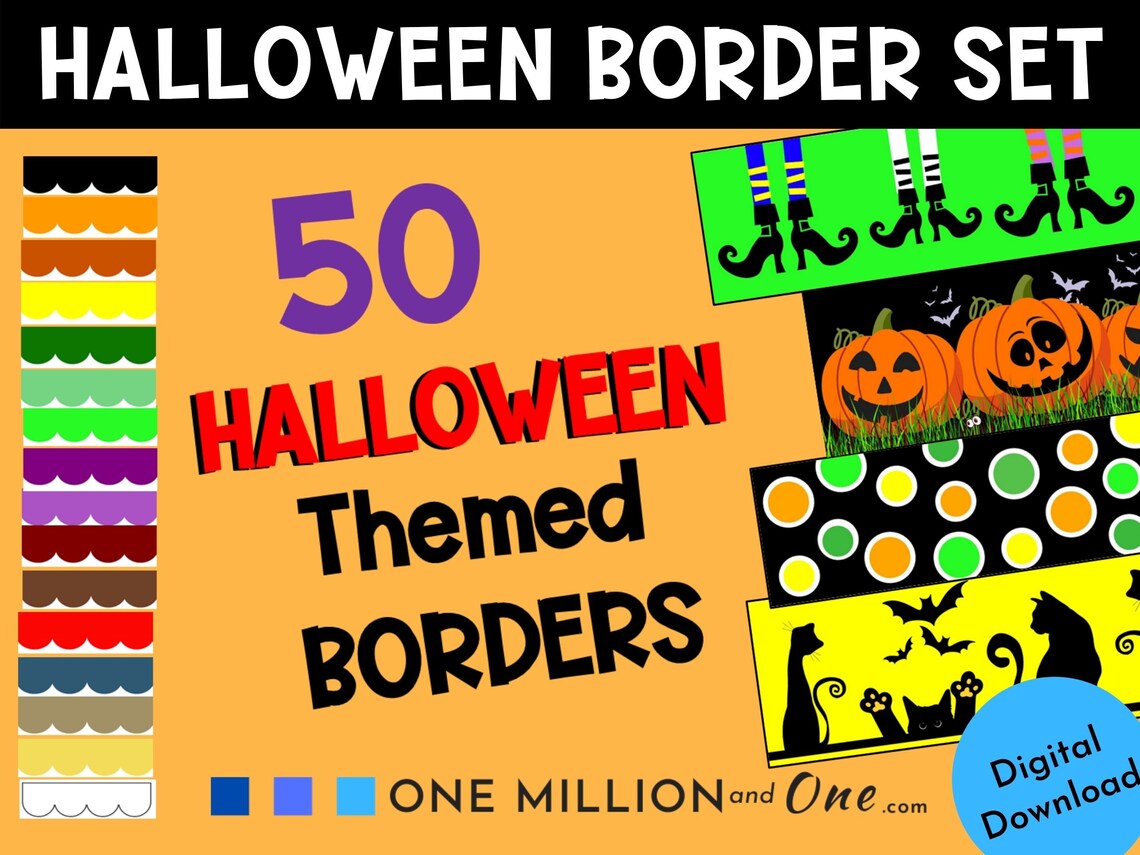 Halloween Borders Bulletin Borders Printable Set 50 - Etsy