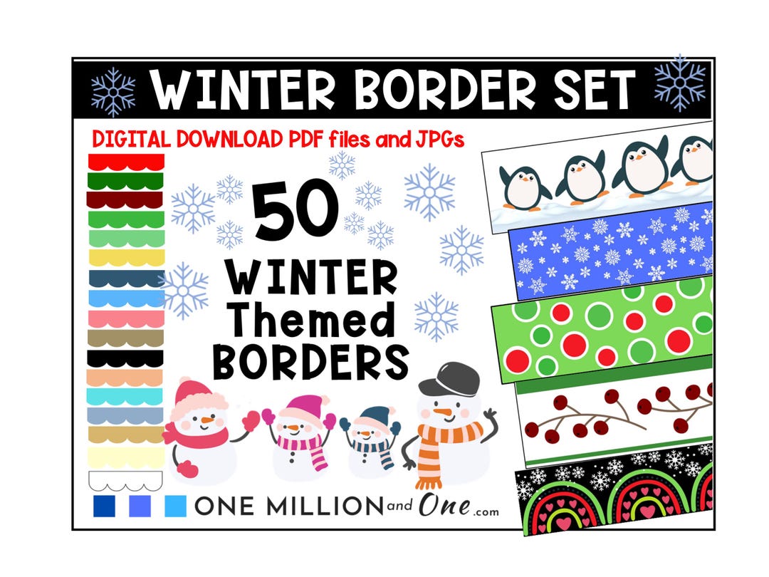 Winter BORDERS | Bulletin Board BORDER Set | Printable Set | Border ...