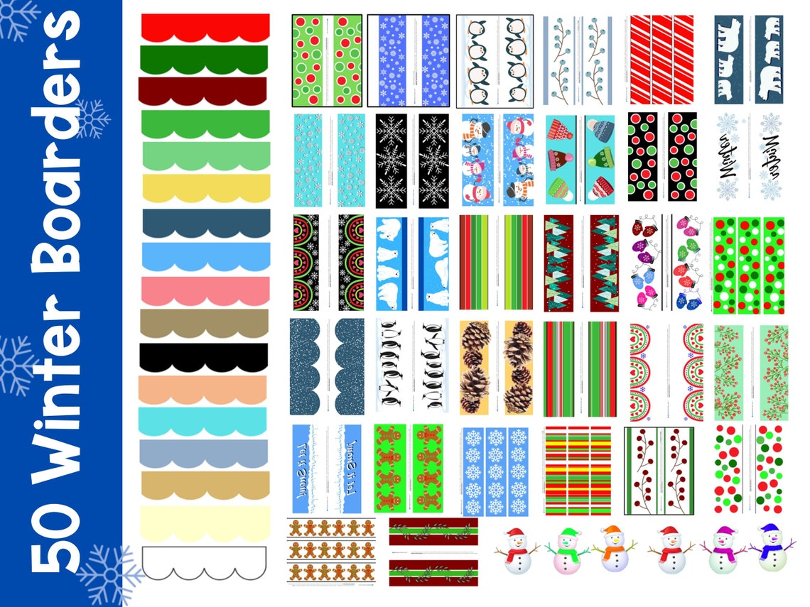 Winter BORDERS | Bulletin Board BORDER Set | Printable Set | Border ...