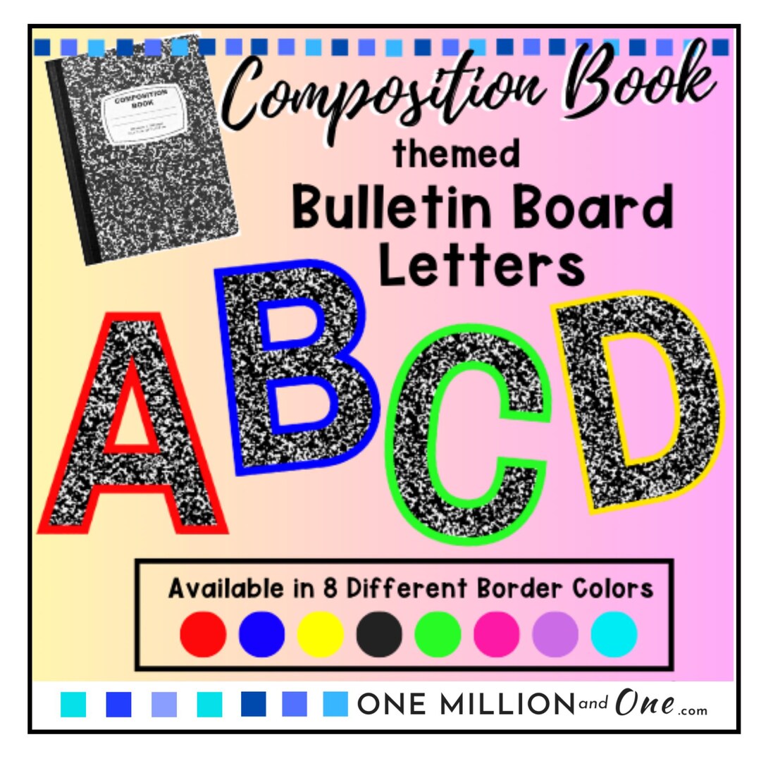 Bulletin Board Kit Alphabet Letters Composition Book Theme Classroom ...