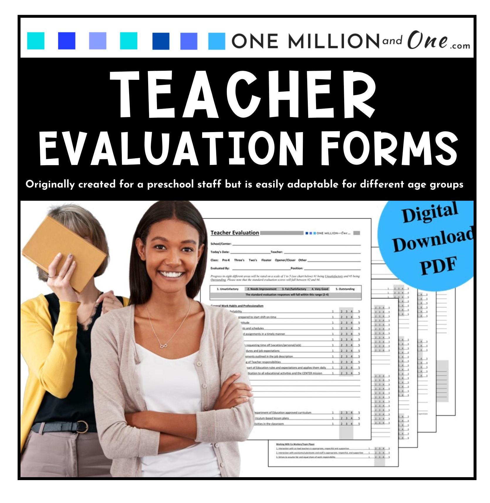 Teacher Evaluation Form | Professional Assessment Form | 6 Pages | Job ...
