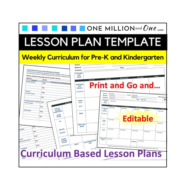 Editable Preschool Lesson Plan Template | Weekly Play-based Curriculum ...