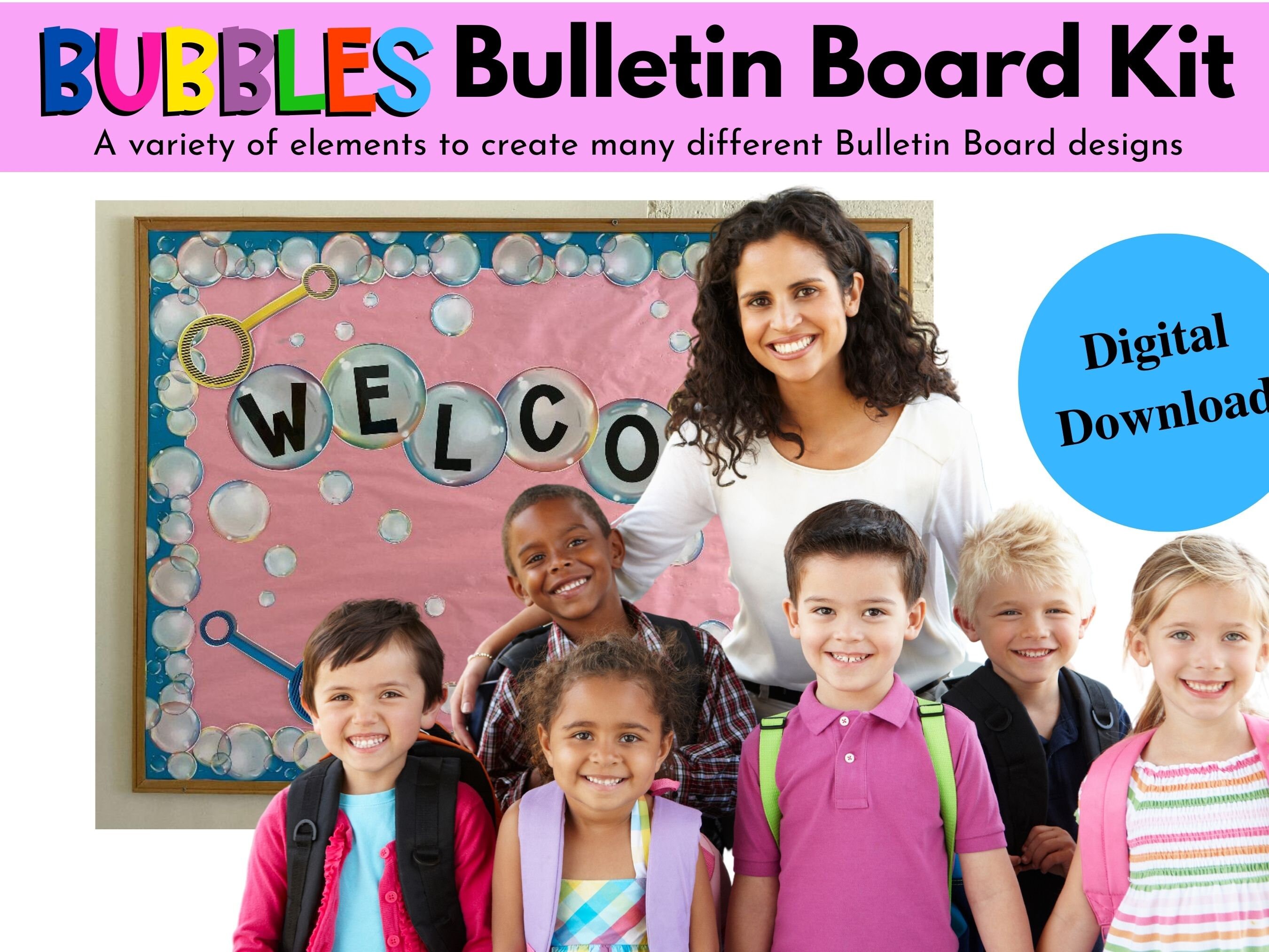 BULLETIN BOARD KIT | Bubble Theme | Classroom Decor | Welcome to Our ...