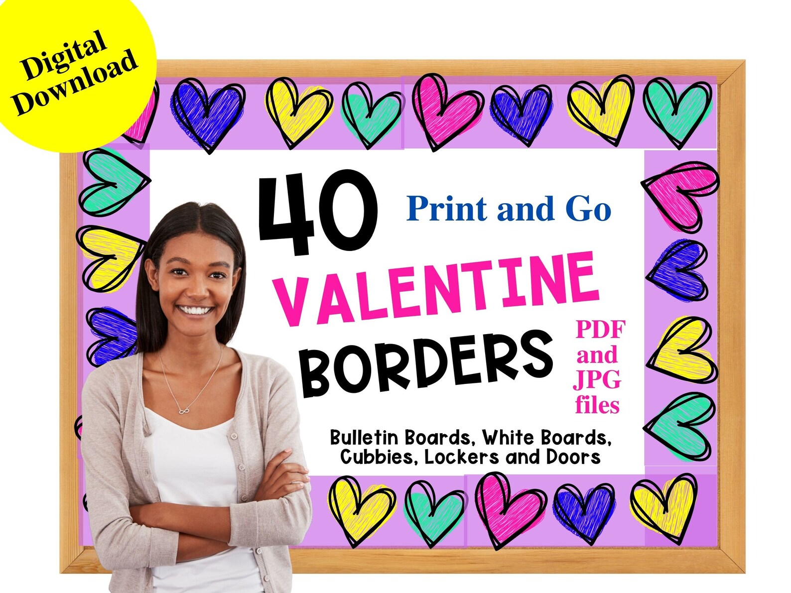 Valentine's Day Borders | Bulletin Board Borders | Printable Set ...