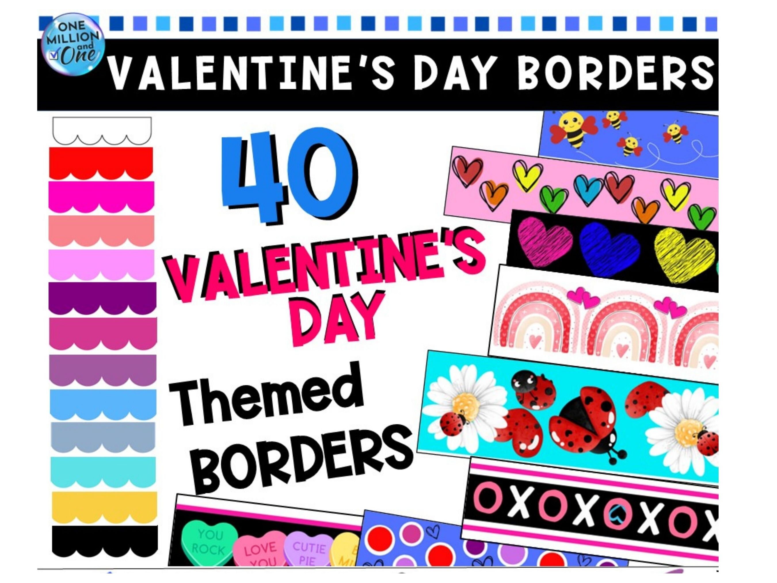 Valentine's Day Borders Bulletin Board Borders Printable Set Classroom ...