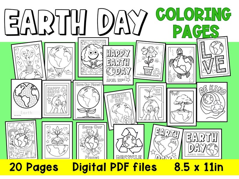 Earth Day Coloring Pages: Recycling Printables (20 Pages) (PDF Files ...