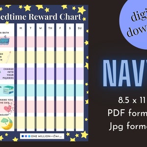 Children's Bedtime Reward Chart Bedtime Sticker Chart - Etsy