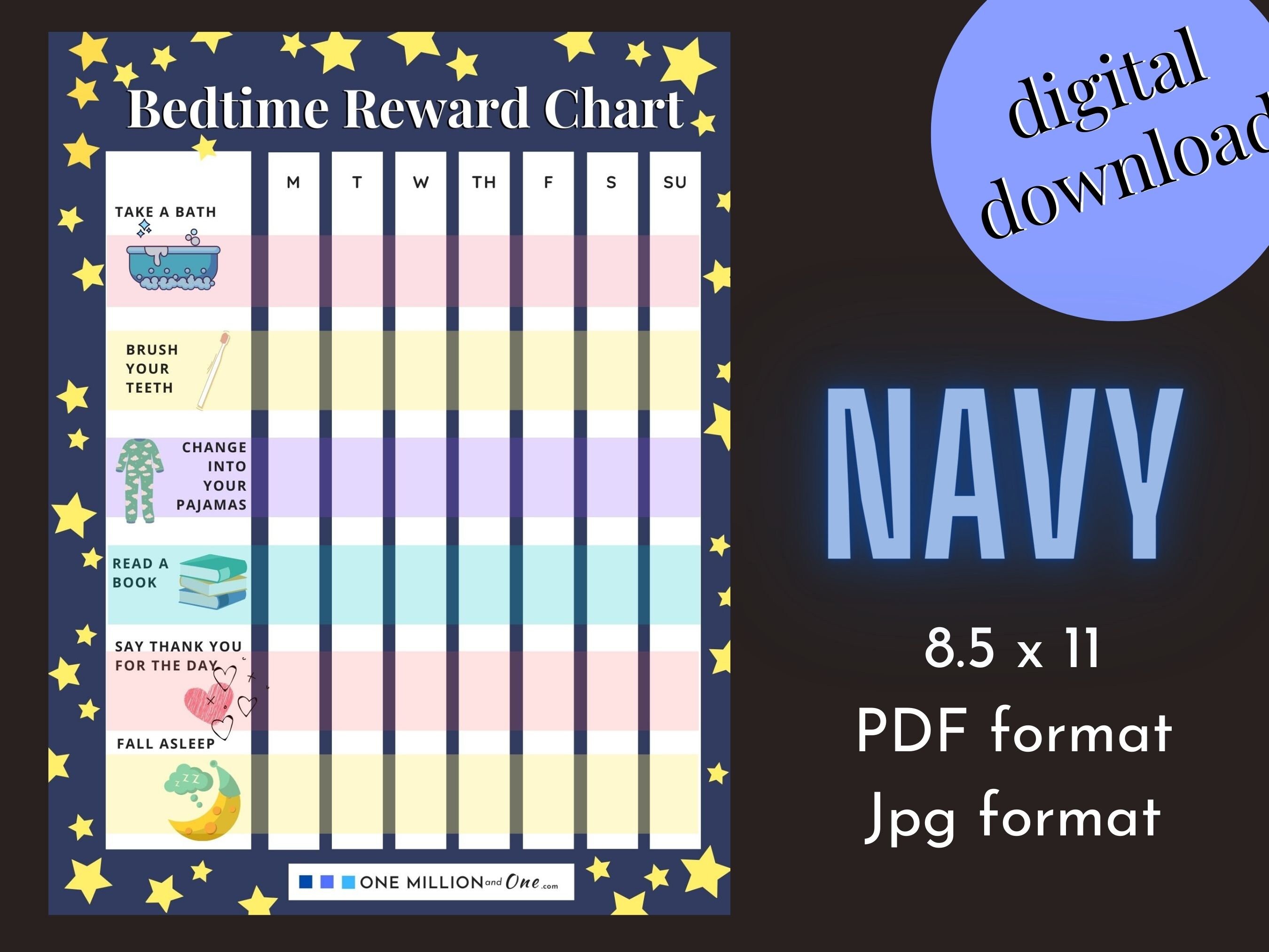 Printable Reward Chart-children's Bedtime Reward Charts, Bedtime ...