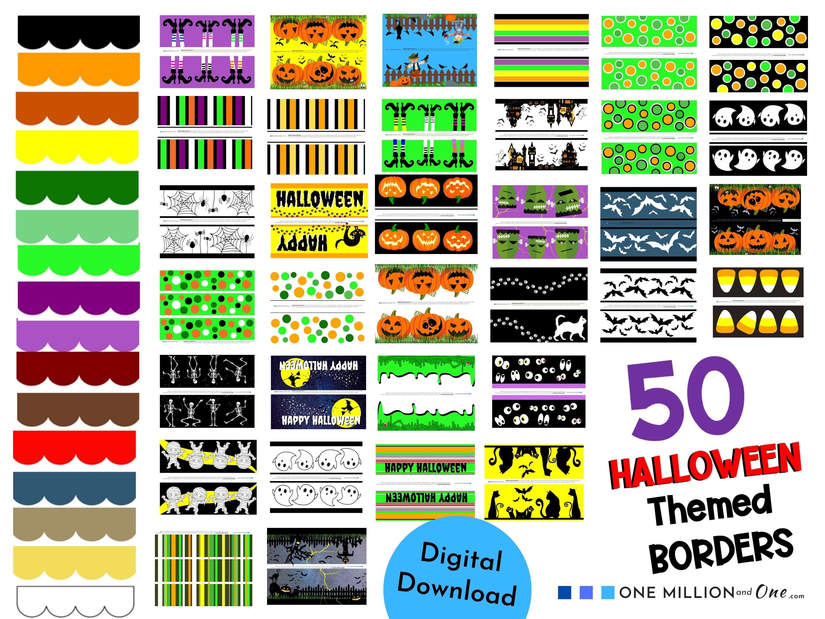 Halloween Borders | Bulletin Borders Printable Set | 50 Different ...
