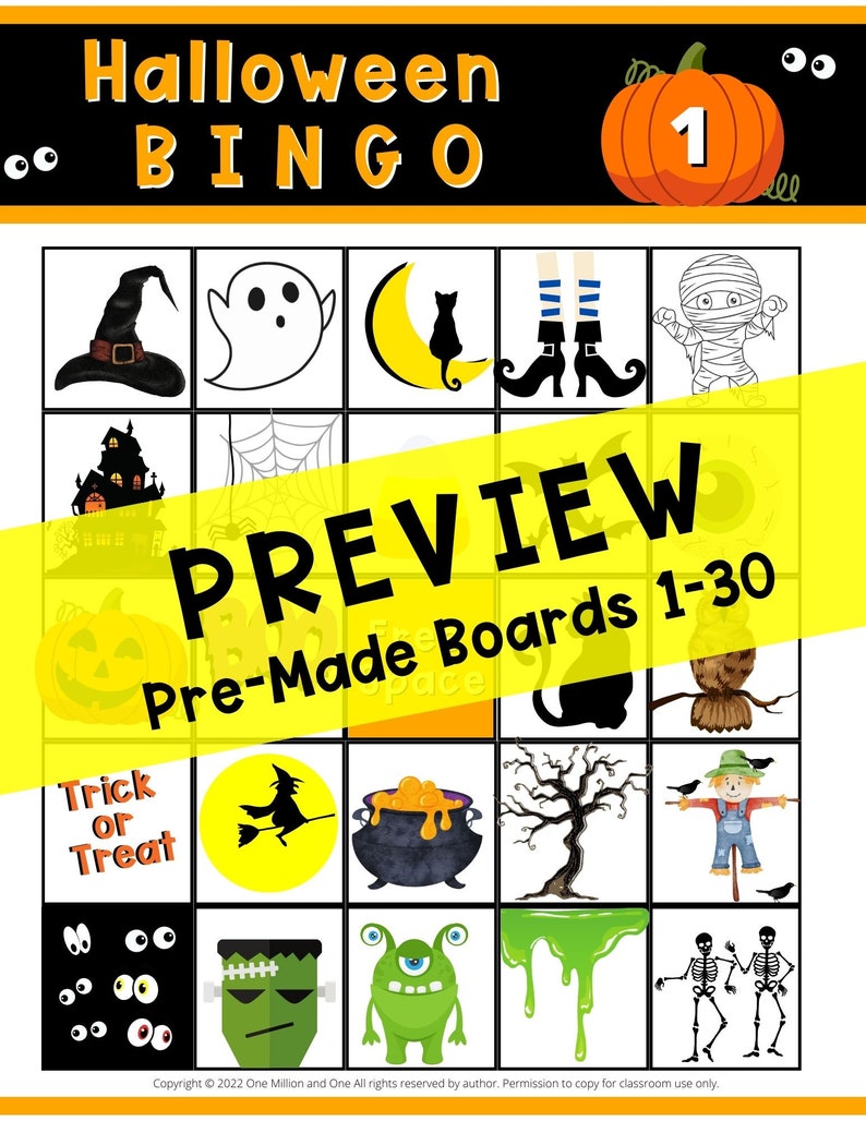 HALLOWEEN BINGO Activity Game | PARTY Game! | Set of 30 Game Boards and ...