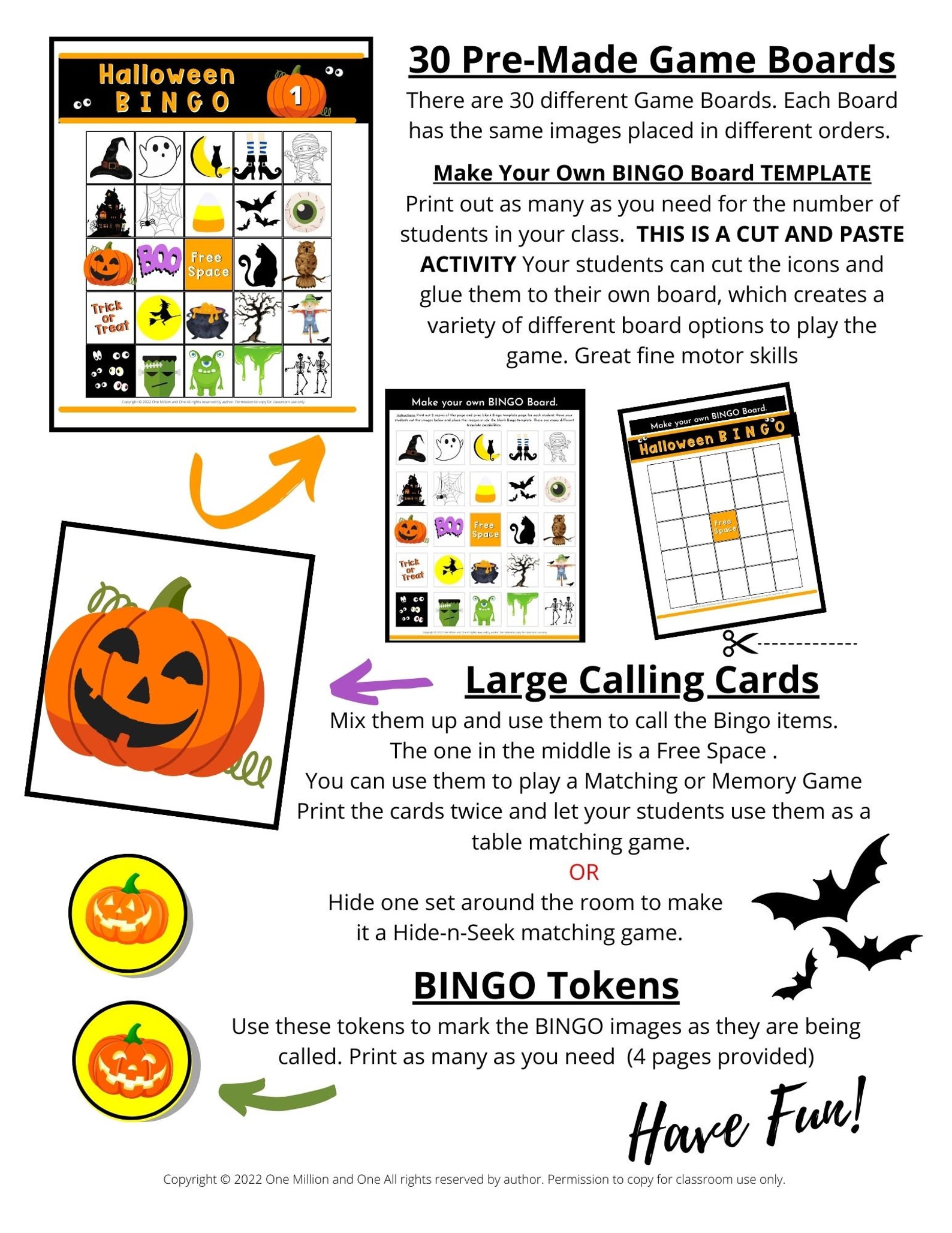 HALLOWEEN BINGO Activity Game | PARTY Game! | Set of 30 Game Boards and ...