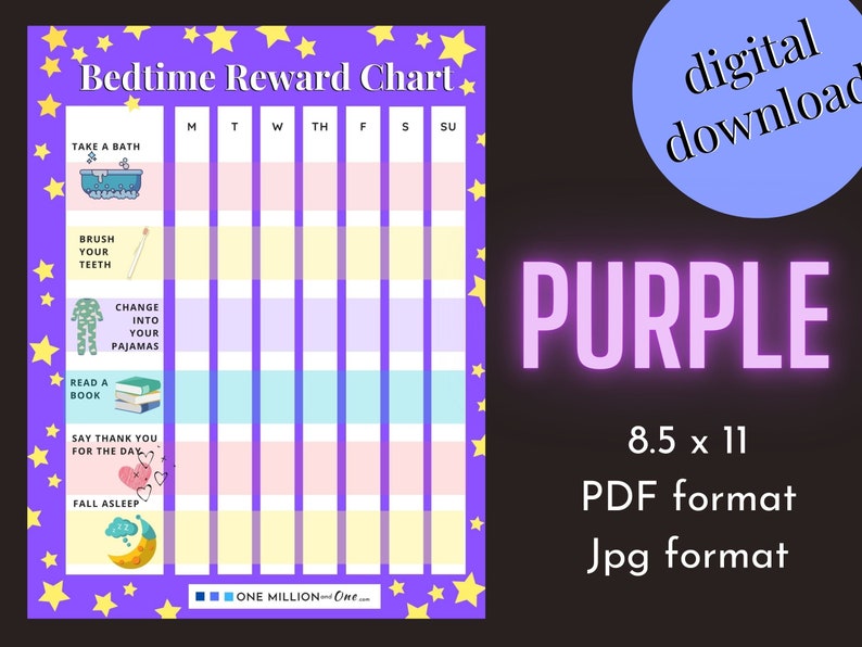 Printable Reward Chart-children's Bedtime Reward Charts, Bedtime ...