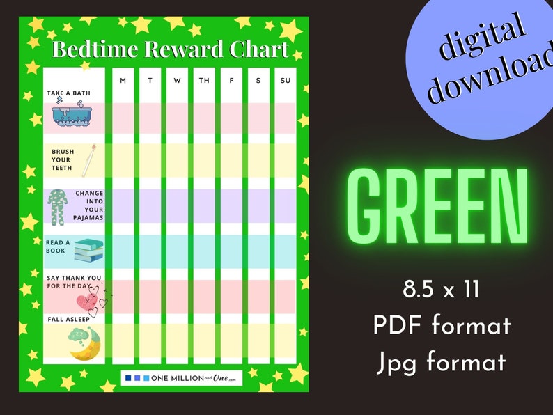 Printable Reward Chart-children's Bedtime Reward Charts, Bedtime ...
