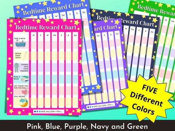 Children's Bedtime Reward Chart Bedtime Sticker Chart - Etsy