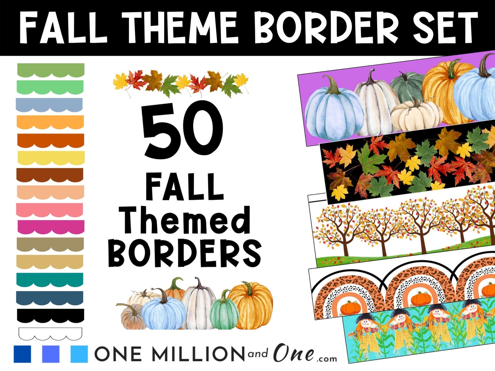 FALL BORDERS Bulletin Board Borders Printable Set 50 - Etsy