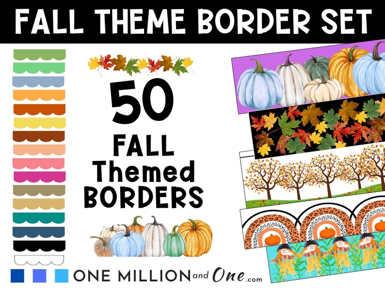 FALL BORDERS Bulletin Board Borders Printable Set 50 - Etsy