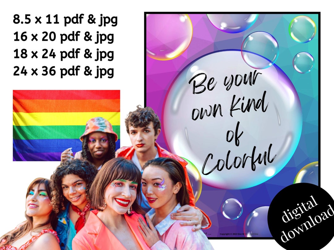 Printable Wall Art Be Your Own Kind of Colorful Inspirational Poster ...