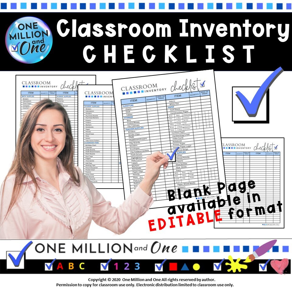 Classroom Inventory Checklist | Teacher Organization Tool | Printable ...
