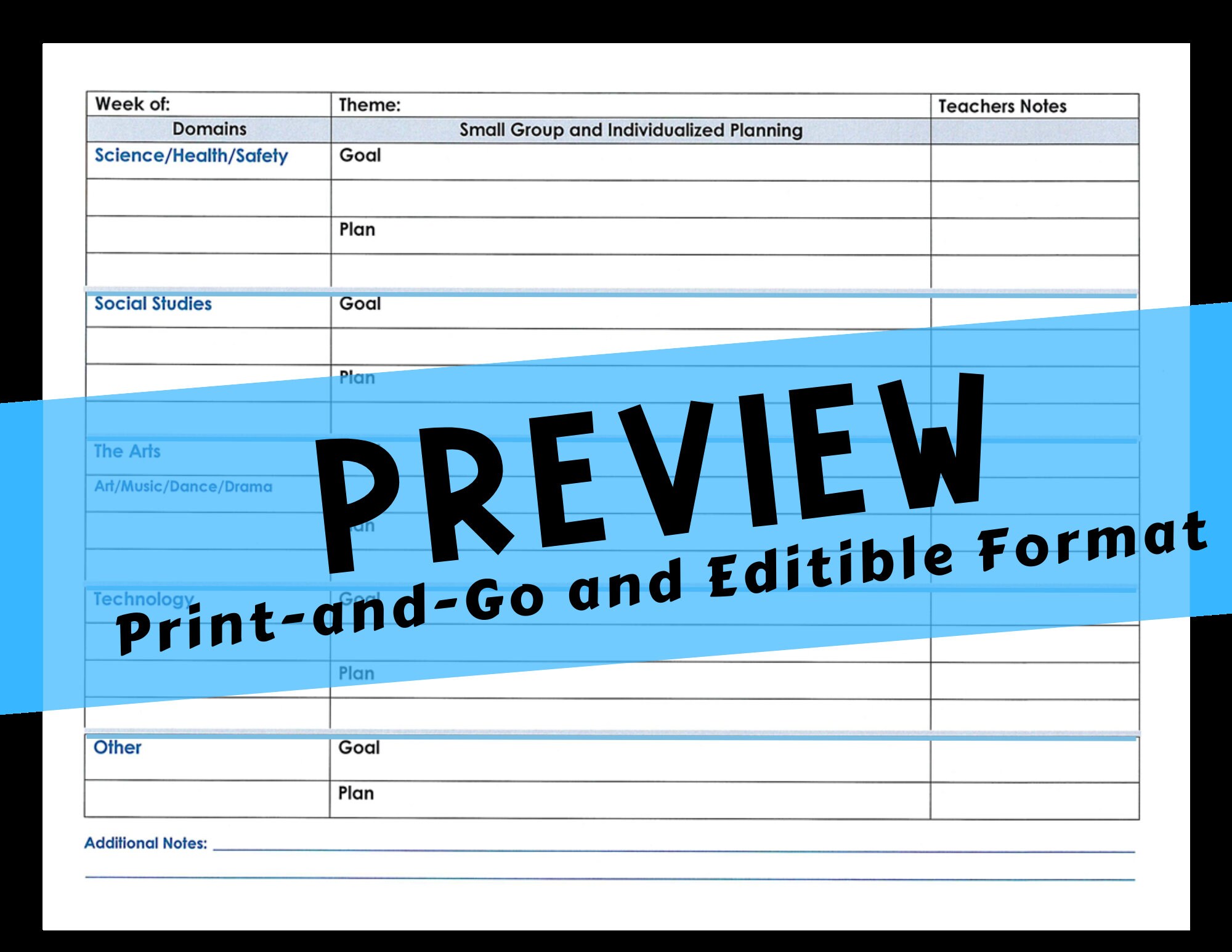 Editable Preschool Lesson Plan Template | Weekly Play-based Curriculum ...