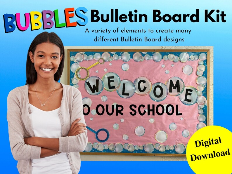 BULLETIN BOARD KIT | Bubble Theme | Classroom Decor | Welcome to Our ...