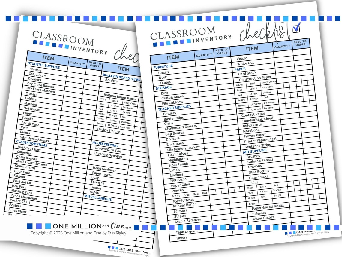 Classroom Inventory Checklist | Teacher Organization Tool | Printable ...