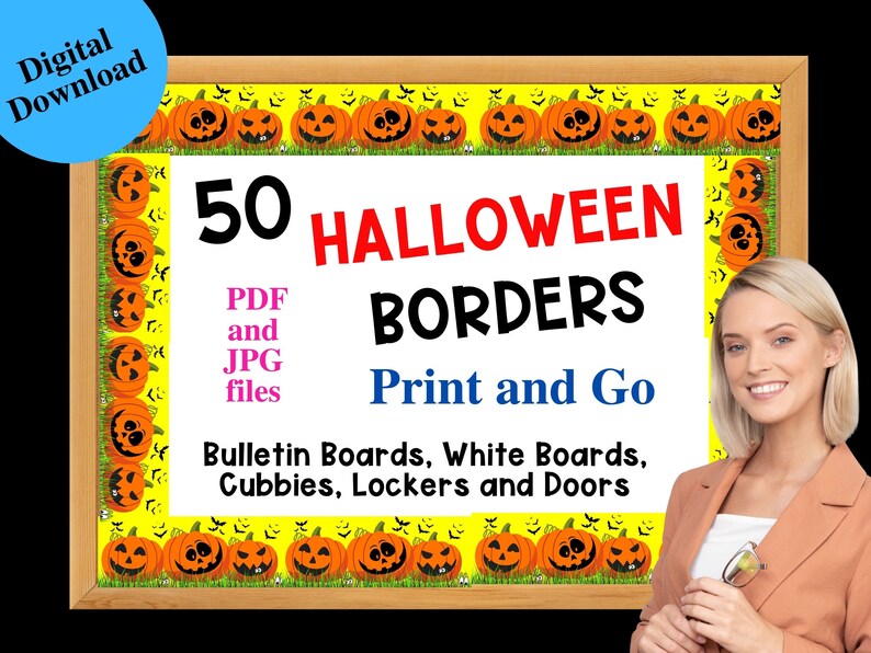 Halloween Borders | Bulletin Borders Printable Set | 50 Different ...