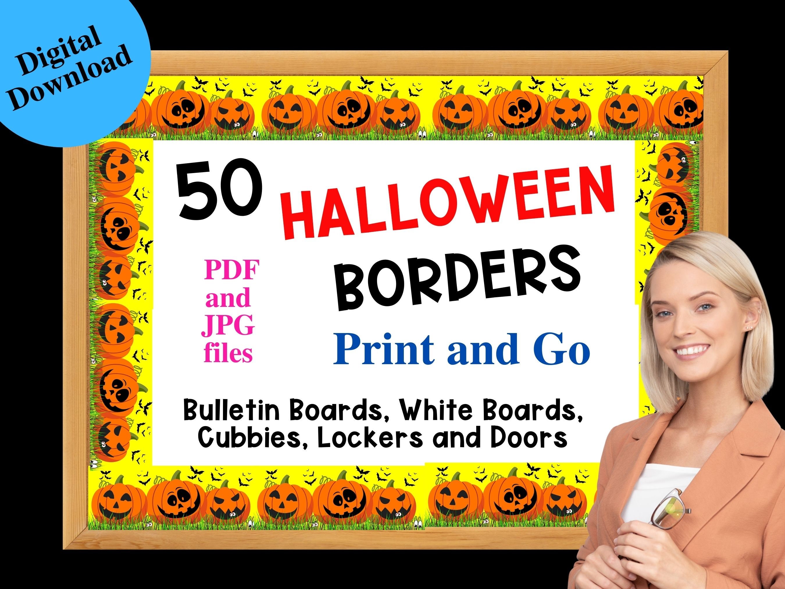 Halloween Borders | Bulletin Borders Printable Set | 50 Different ...