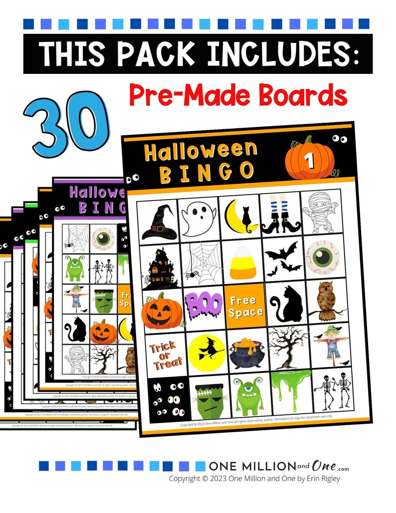 HALLOWEEN BINGO Activity Game | PARTY Game! | Set of 30 Game Boards and ...