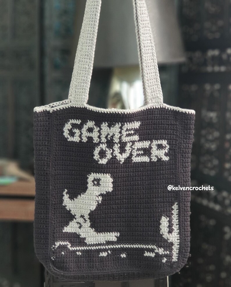 Dinosaur Game Bag Pattern - PDF Instant Download | Digital Crochet ...