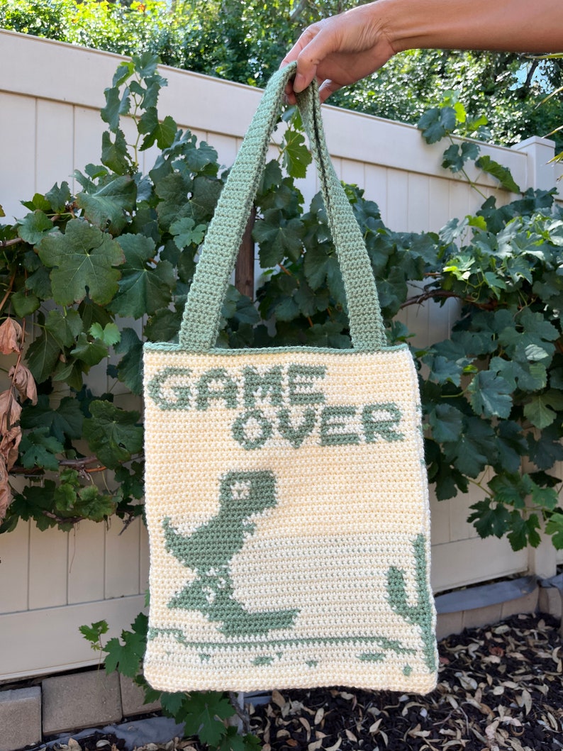 Dinosaur Game Bag Pattern - PDF Instant Download | Digital Crochet ...
