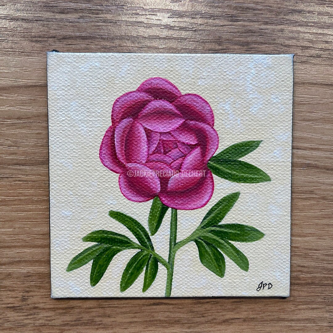 FLOWER No1 Rose Flower Oil Painting 4x4 Inch Miniature - Etsy