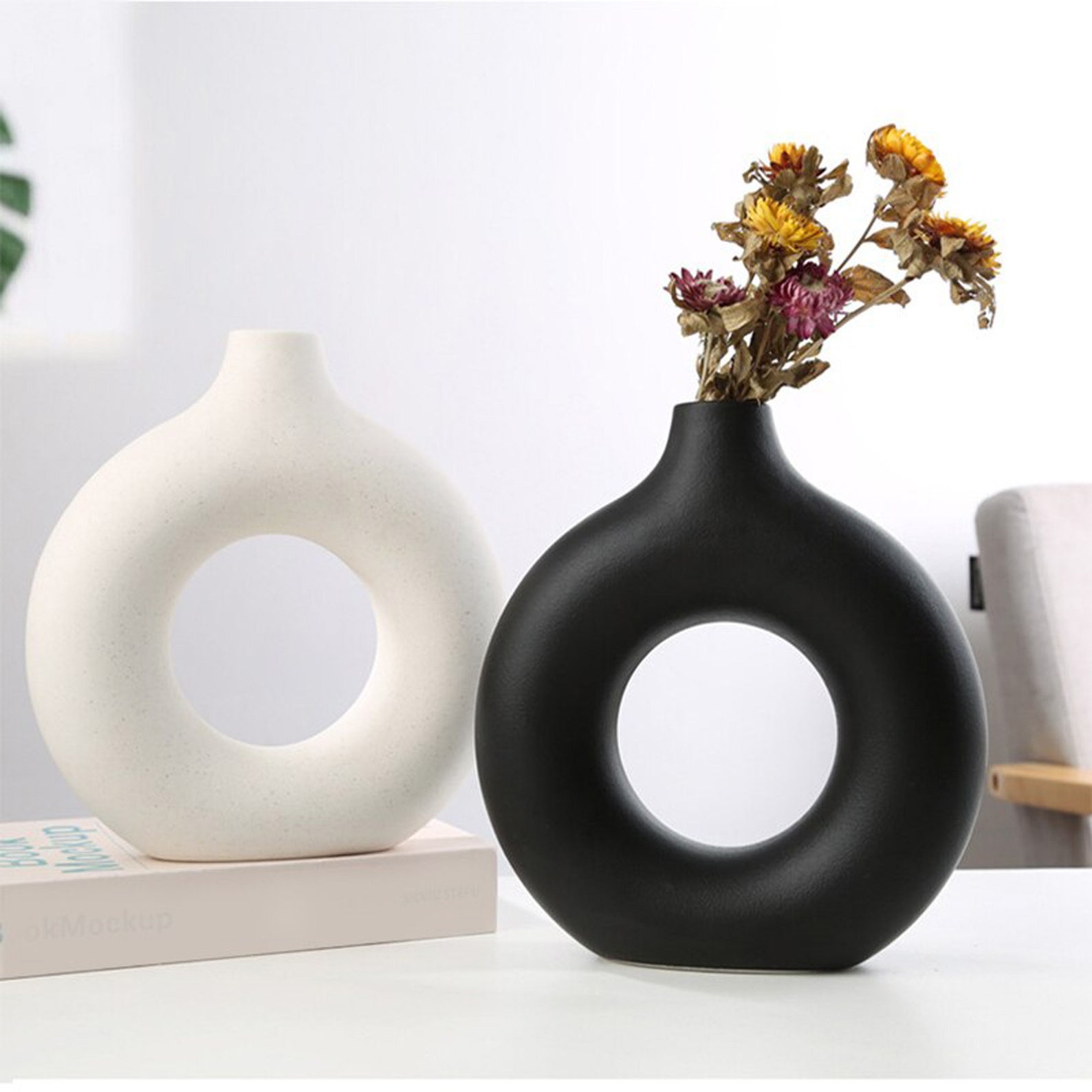 Nordic Style Vases Set of 3 Circular Ceramic Vase Clay Vase - Etsy