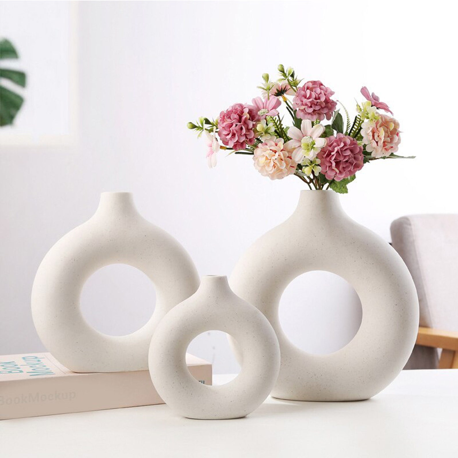 Nordic Style Vases Set of 3 Circular Ceramic Vase Clay Vase - Etsy