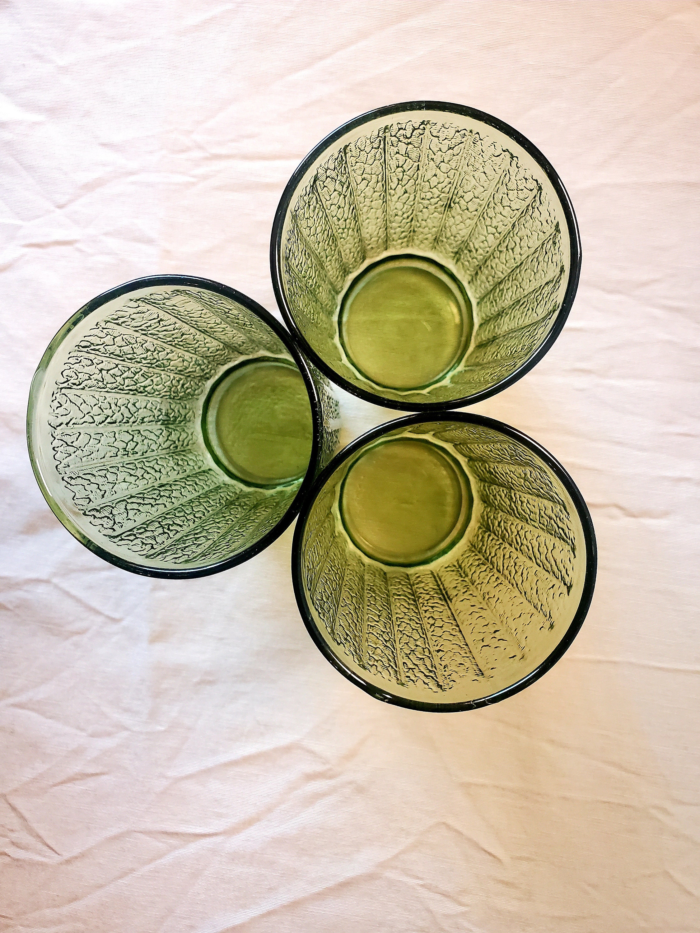 Vintage Green Reeded Wheatgrass Drinking Glass 3 Coloured - Etsy