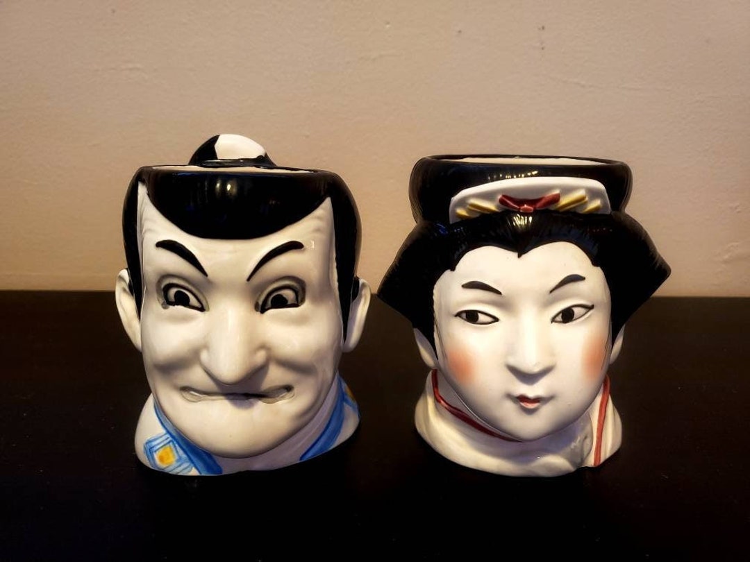 Vintage Sigma Tastesetter Kabuki Japanese Woman and Man Head Mug Cup ...