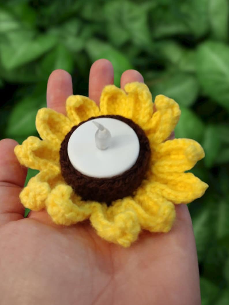 Sunflower Tea Light Holder Crochet Pattern - Etsy