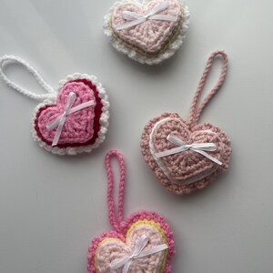 Cute Crochet Heart Bag Charm With Ribbon Bow - Etsy Canada