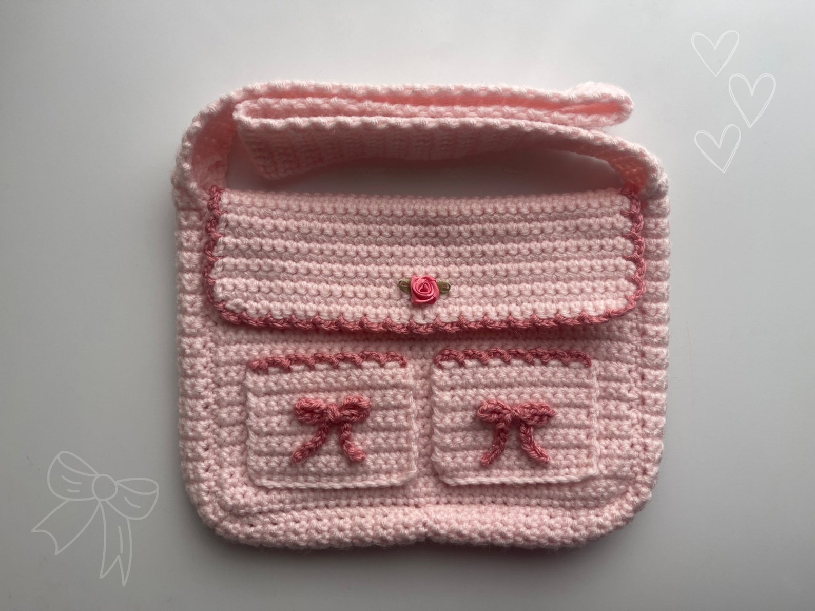 Signature Crochet Messenger Bag Pattern With Heart Pockets Beginner ...