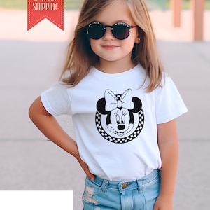 Retro Checkered Minnie Mouse Tee: Classic Cartoon Shirt - Etsy