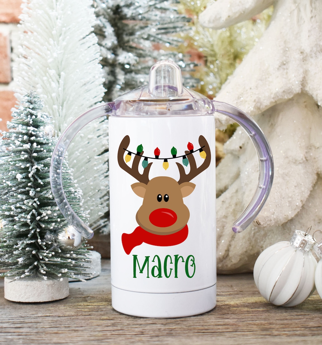 Baby Christmas Personalized Custom Sippy Cup With Reindeer and - Etsy