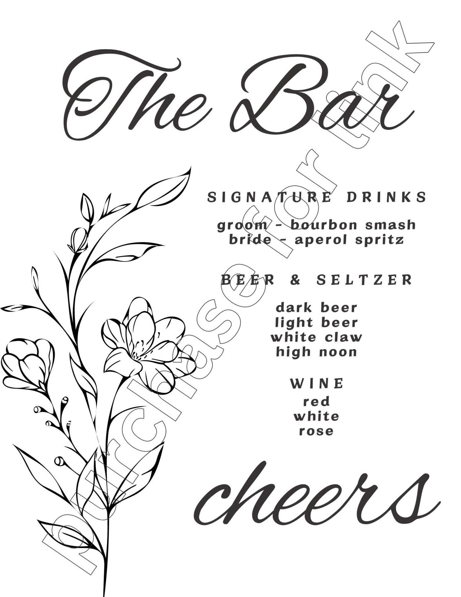 Signs for "the Bar" Wedding Themed - Etsy