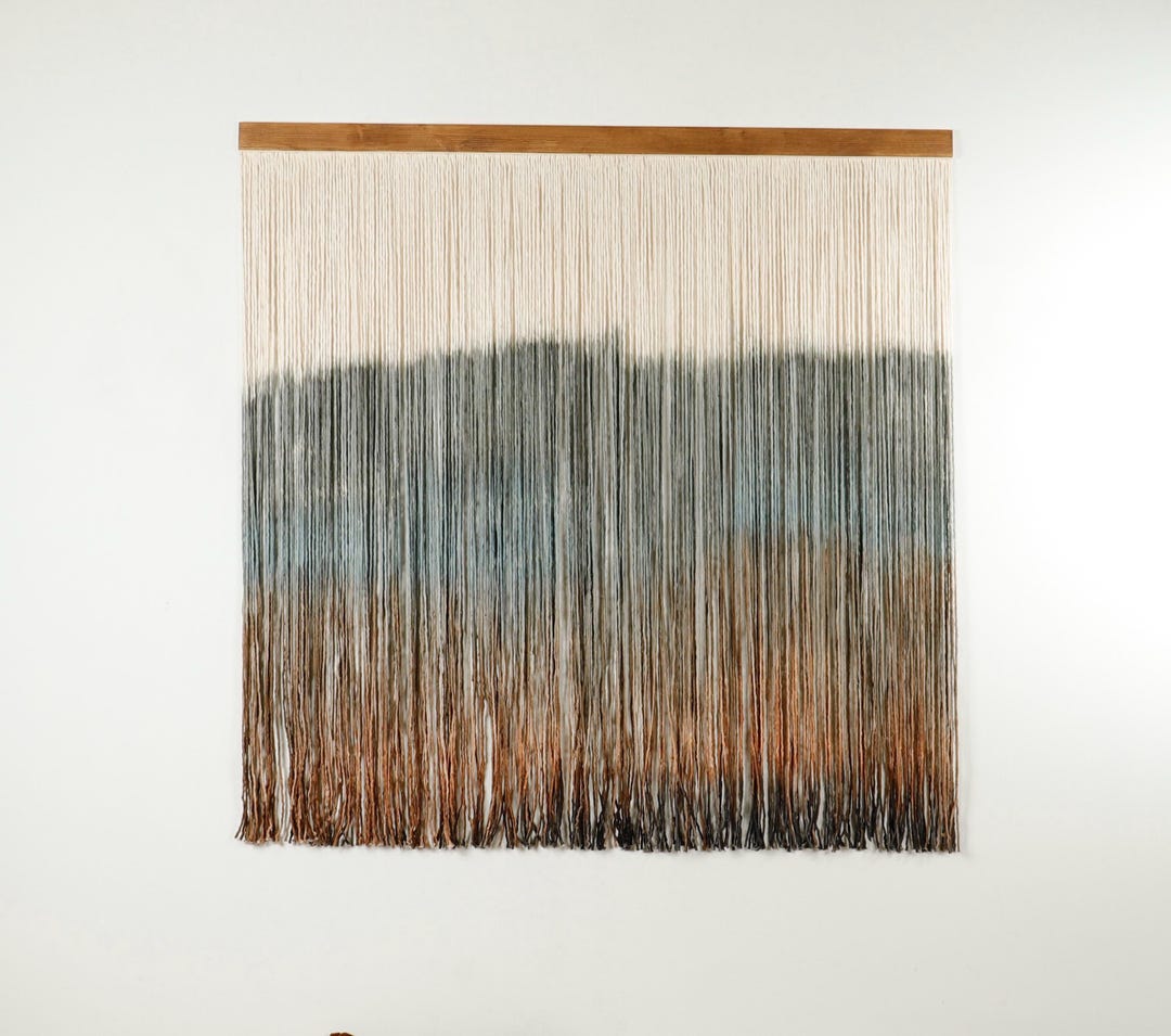 Large Macrame Wall Hanging: Dip Dye Coastal Fiber Art - Etsy
