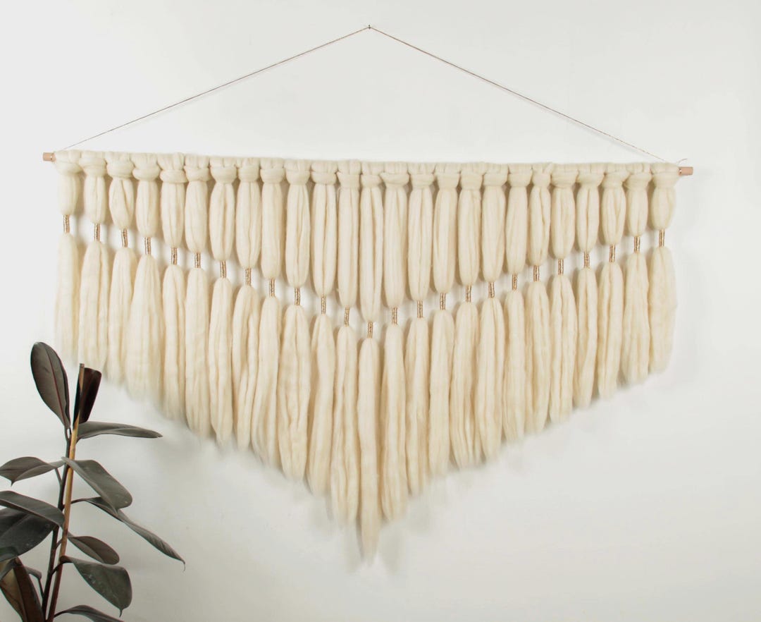 Boho Cream Macrame Wall Hanging, Initial Wall Decor, Fiber Art Bedroom ...