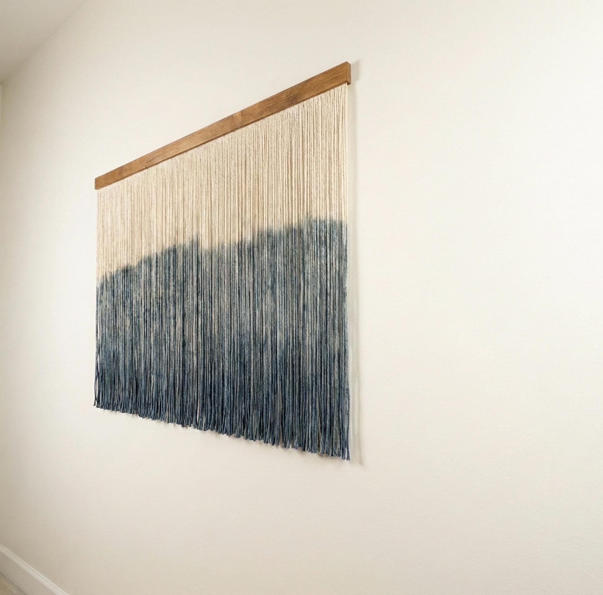 Large Macrame Ocean Wall Hanging: Dip Dye Coastal Fiber Art, Cream and ...