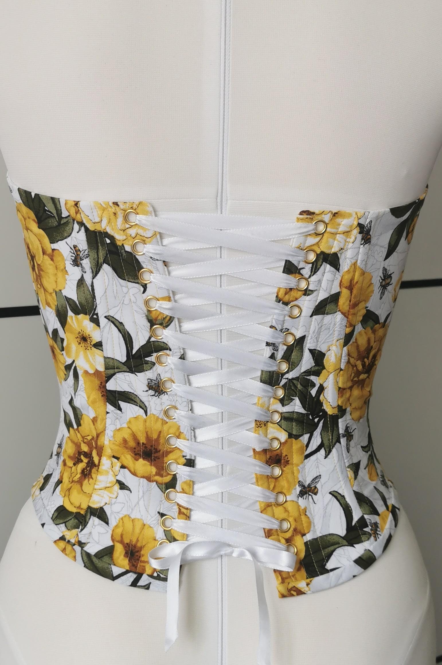 Corset, Yellow Corset, Cotton Corset, Top, Floral Corset - Etsy