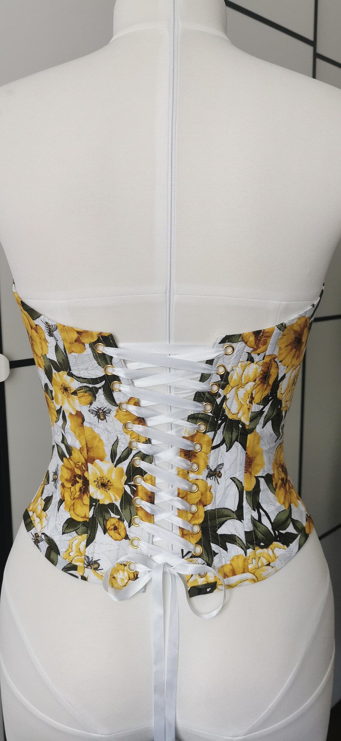 Corset, Cotton Corset, Floral Corset, Yellow Corset, Top - Etsy